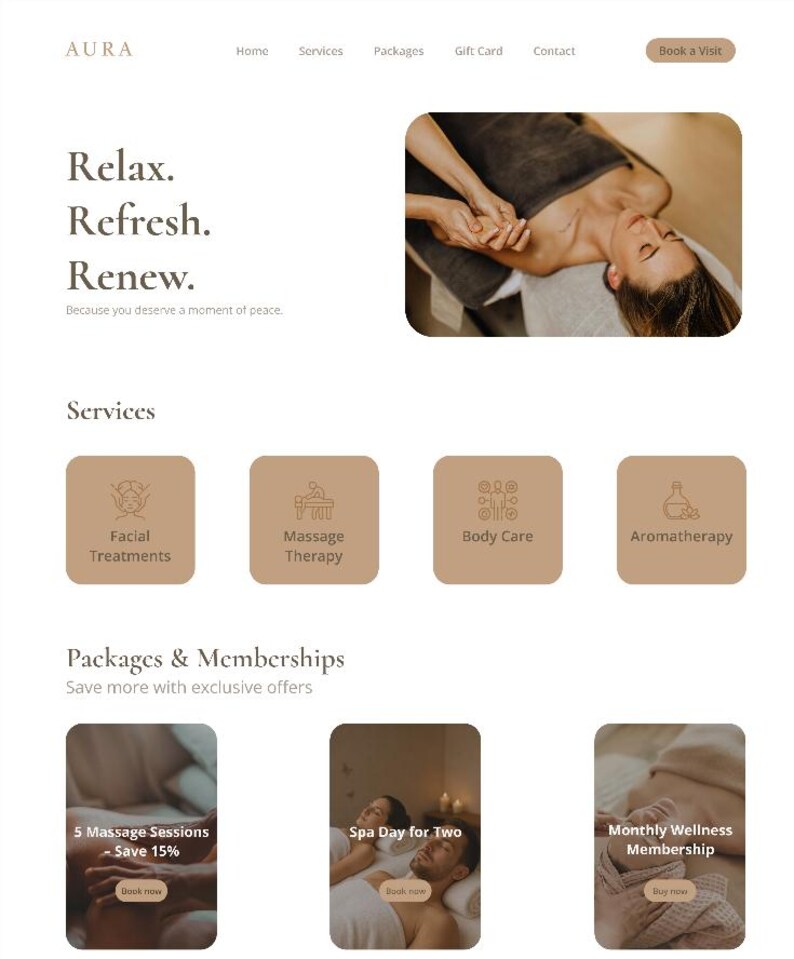 Spa & Massage Landing Page Template | Figma Website Design | Editable ...