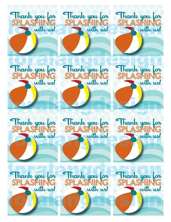 DIY Printable Pool Party Party Favor Tags Instant Download by ...