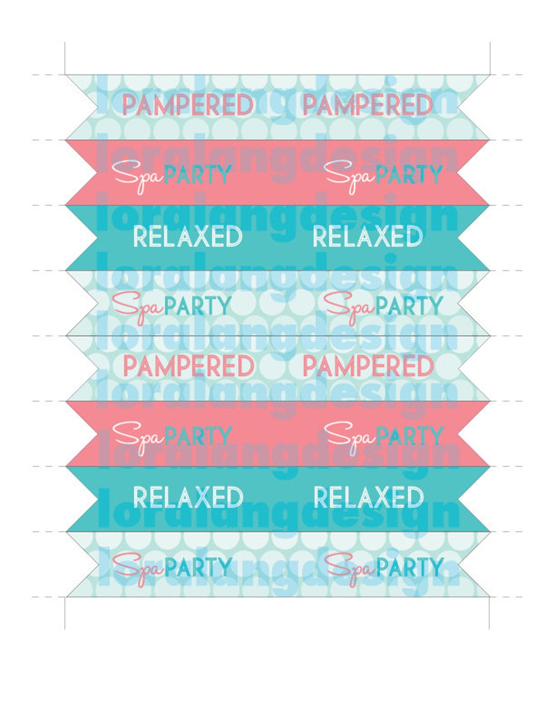 DIY Printable Spa Party Straw Flags INSTANT DOWNLOAD - Etsy