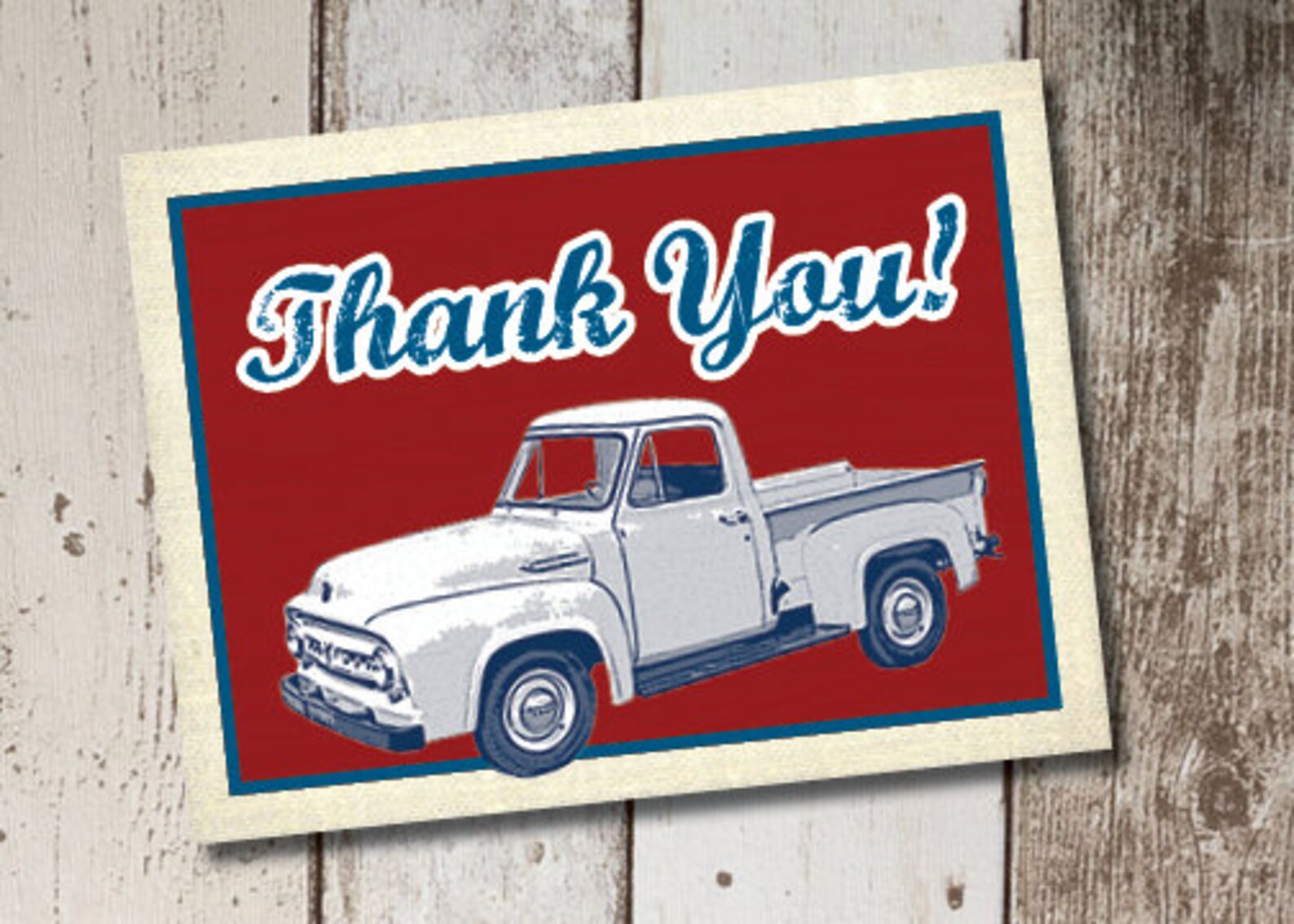 DIY Printable Vintage Truck Thank You Cards INSTANT DOWNLOAD | Etsy
