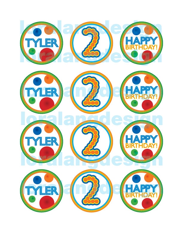 DIY Printable Bouncy Ball Birthday Party Cupcake Toppers | Etsy