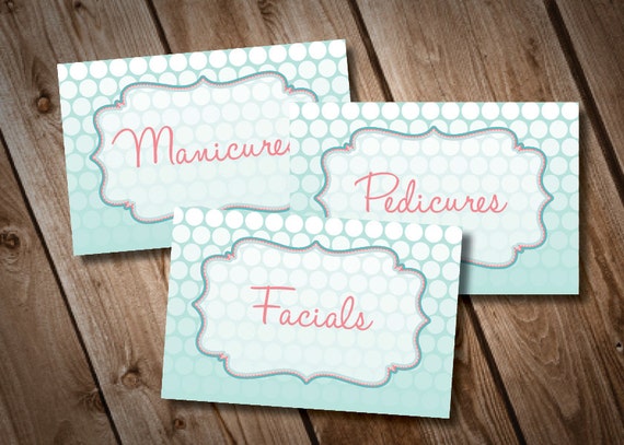 DIY Printable Spa Party 4x6 signs INSTANT DOWNLOAD by loralangdesigns ...