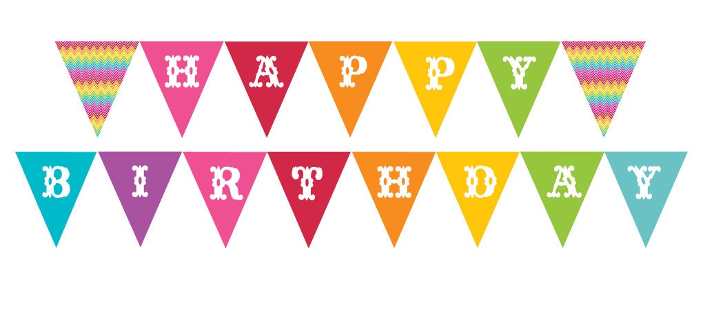 DIY Printable Chevron Rainbow Birthday Banner INSTANT DOWNLOAD - Etsy