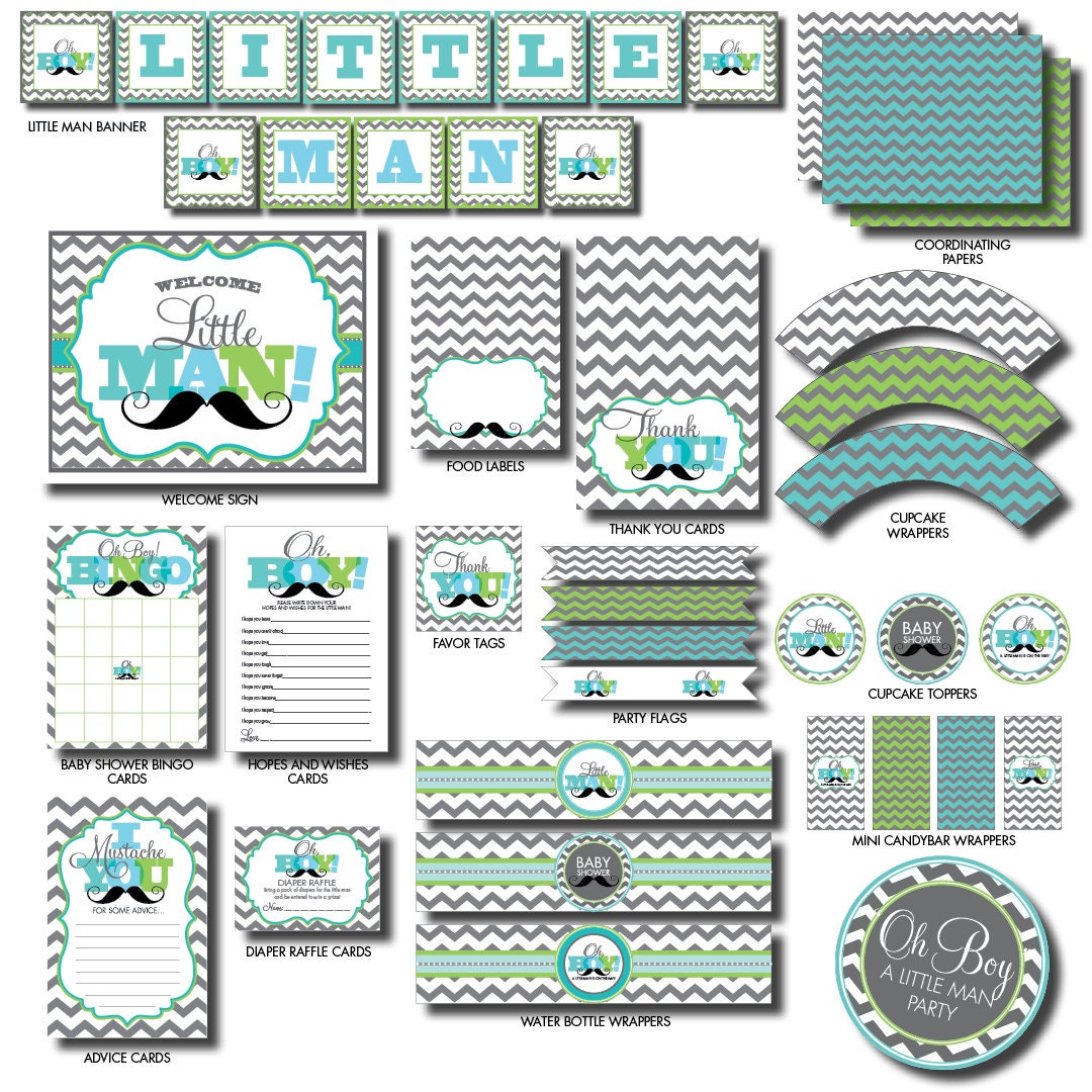 DIY Printable Oh Boy Little Man Ultimate Party Pack INSTANT DOWNLOAD - Etsy