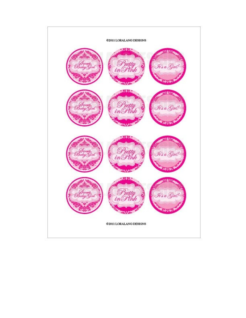 DIY Printable Pretty in Pink Baby Shower Cupcake Toppers Gift - Etsy