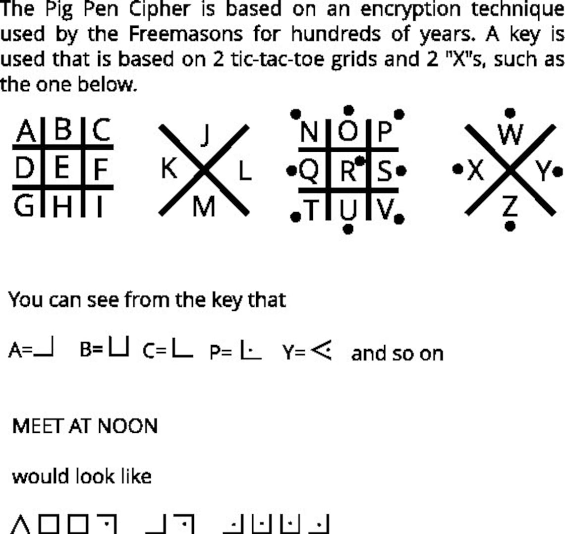 Secret Decoder Ring Pig Pen Cipher - Etsy UK