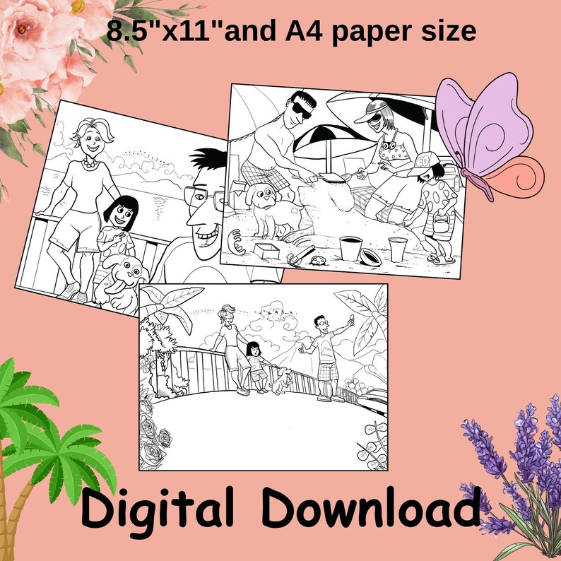 Summer Vacation Coloring Pages Bundle for Kids- Printable-digital ...