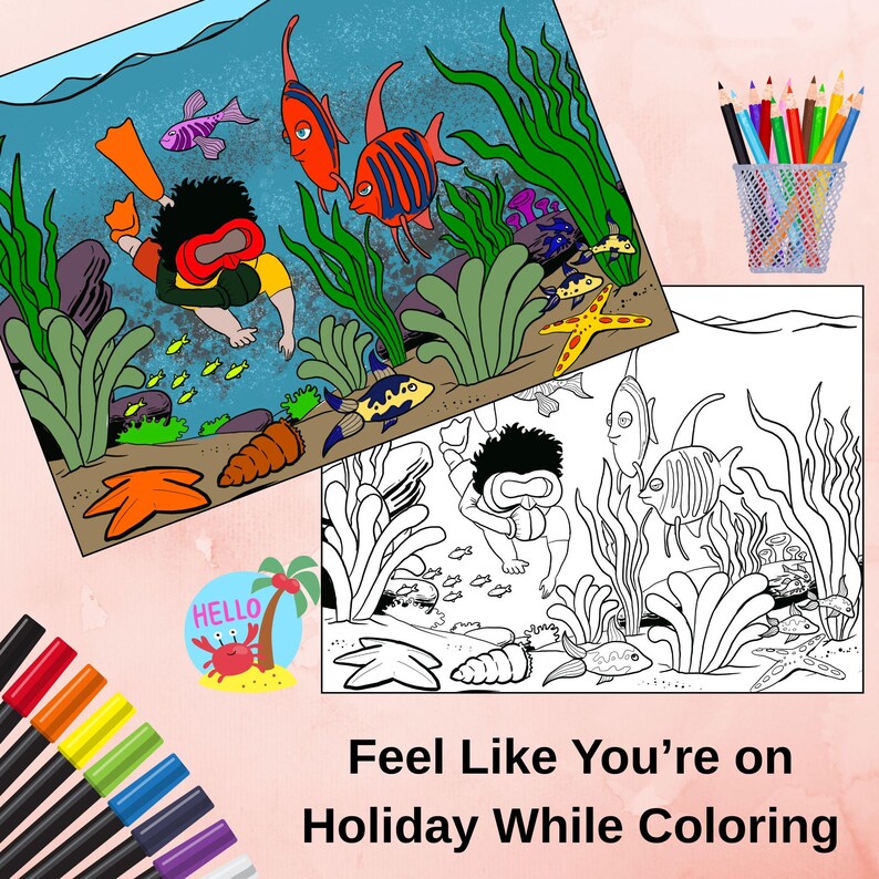 Summer Vacation Coloring Pages Bundle for Kids- Printable-digital ...