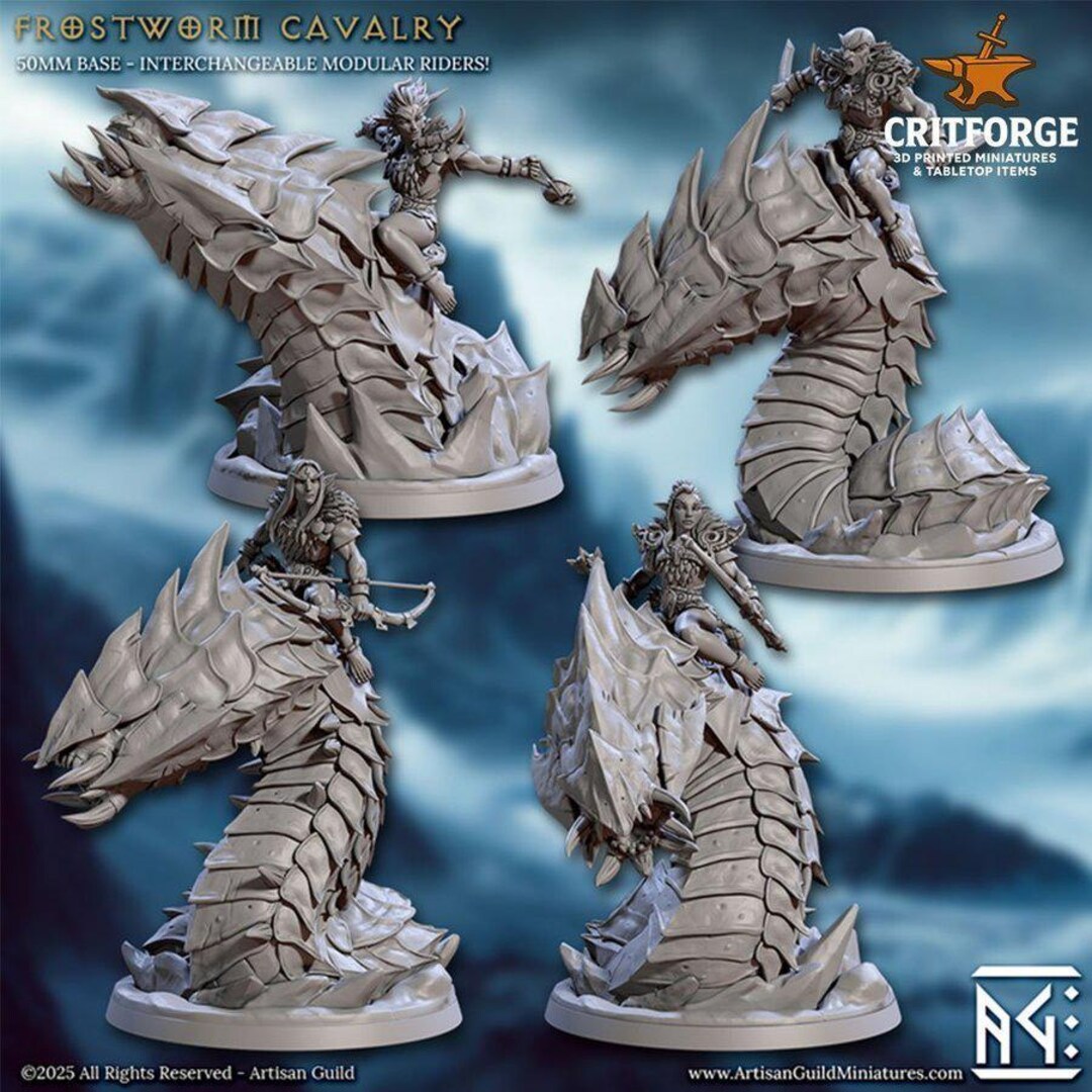 Frost Worm Cavalry – Resin Miniature for Tabletop - RPG - Warhammer - D ...