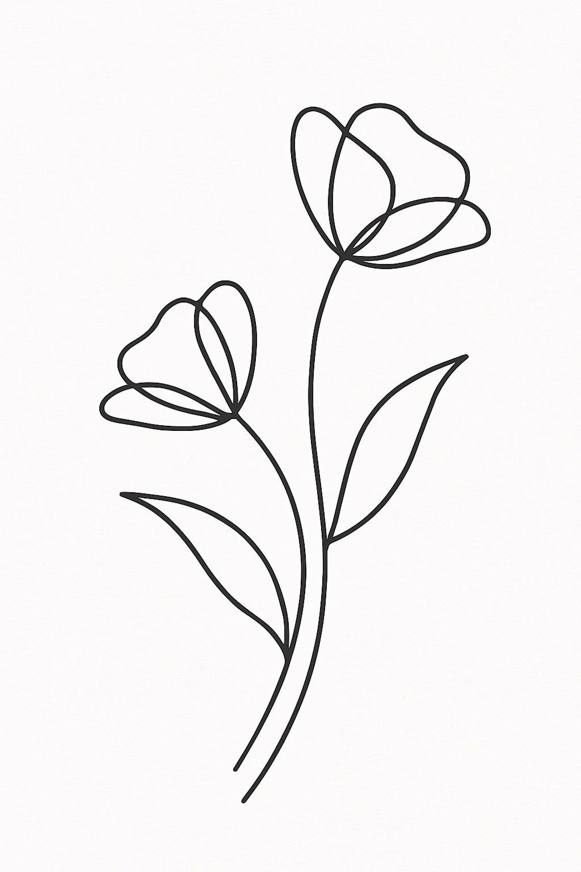 Minimal Line Art Flower Printable – Instant Digital Download - Etsy