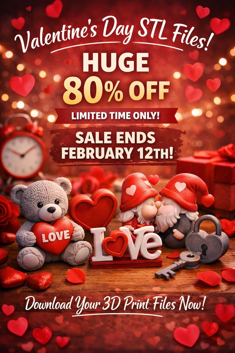 150 Valentine's Day Offer 80% 3D Models STL 3MF Models | Hearts, Roses ...