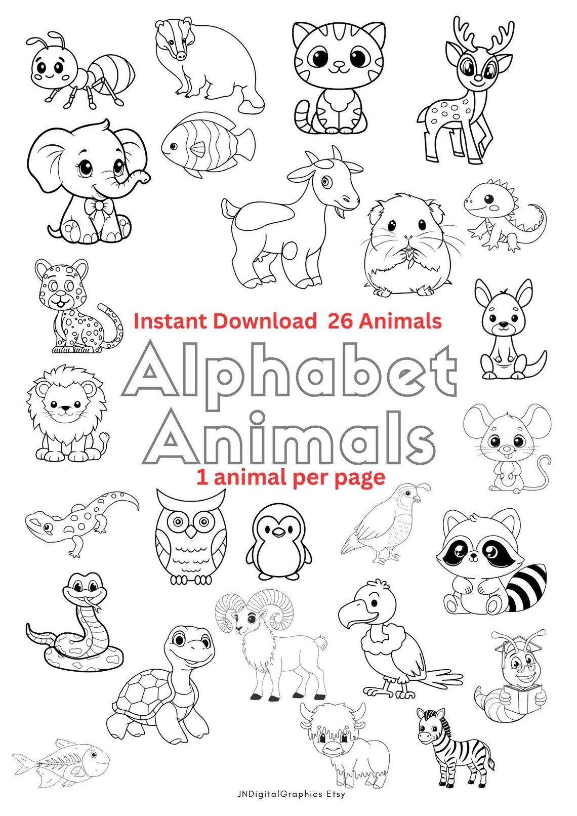 English Alphabet Colouring Book | Printable English Animal ABC | Kids ...