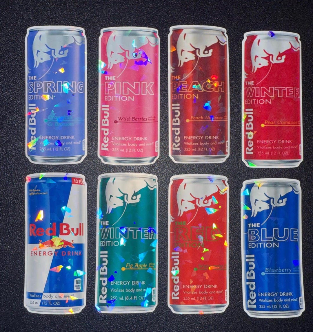 Flavored Energy Drink, Glossy and Holographic Stickers "large” (3.5"x1 ...