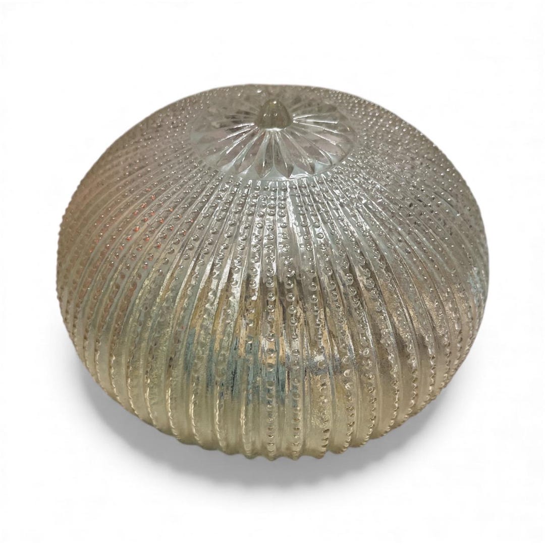 Vintage Ceiling Light Amber Iridescent Ribbed Hobnail Glass Light Cover ...