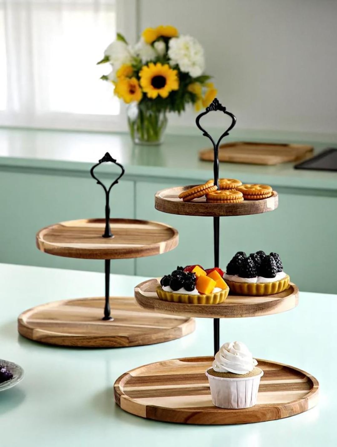 Rustic Wooden Tiered Cake Stand: Wedding Dessert Serving Platter - Etsy