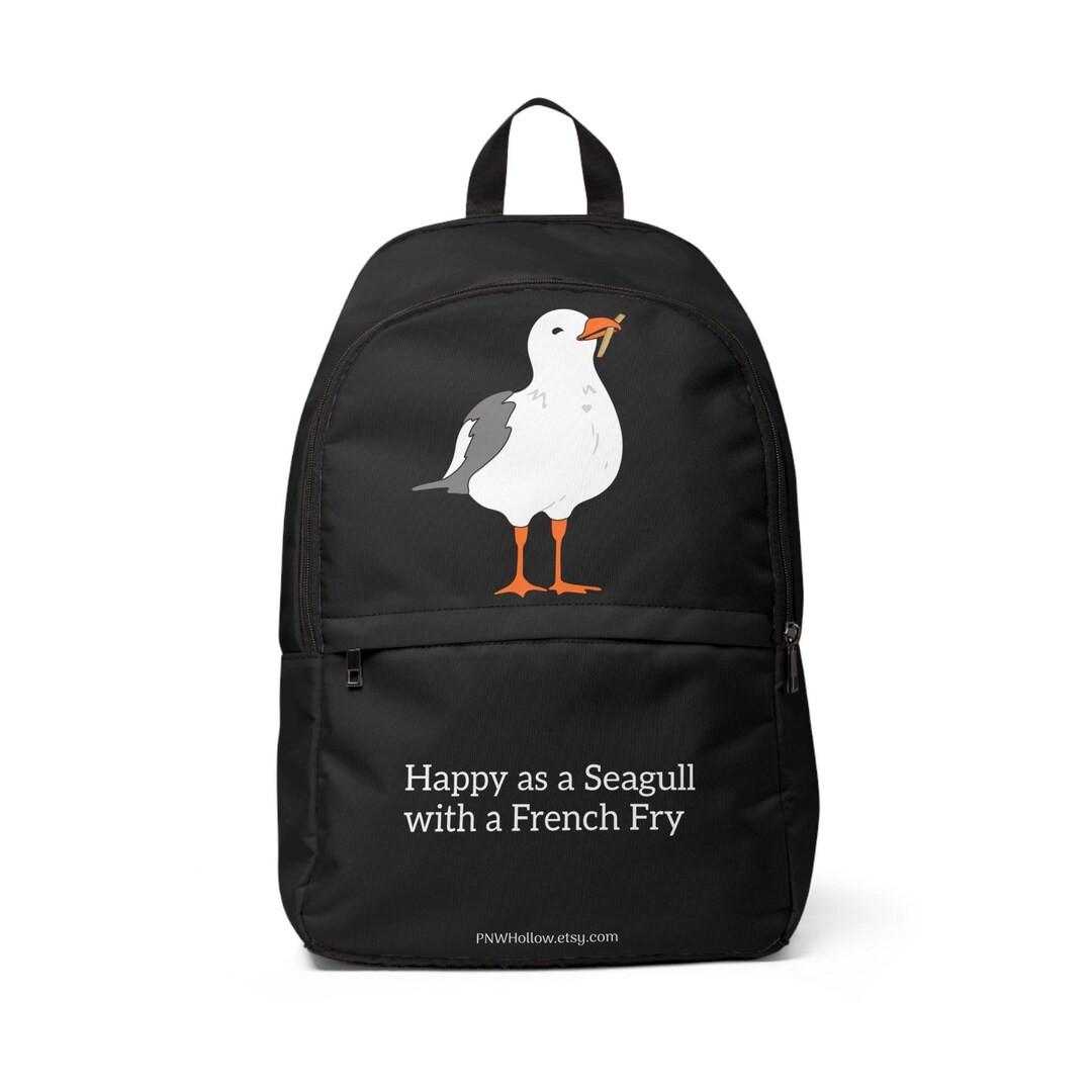 Happy as a Seagull With a French Fry Backpack Black - Etsy