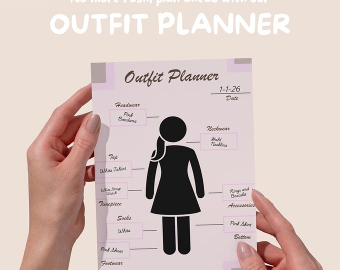 Work Outfit Planner Printable Wardrobe Organizer Clothe Ideas Tracker ...