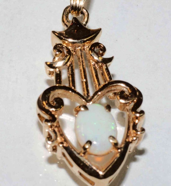 14k Gold Antique Rainbow Stunning genuine OPAL Pendan… - Gem