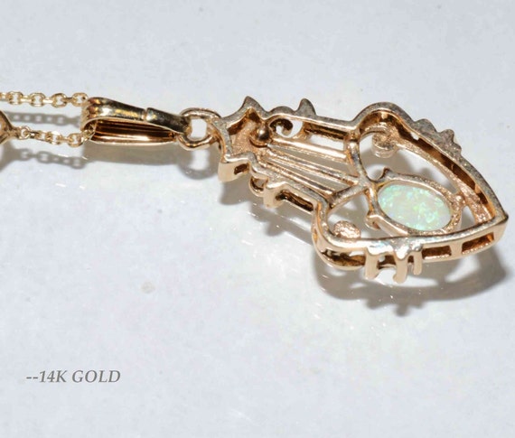 14k Gold Antique Rainbow Stunning genuine OPAL Pendan… - Gem