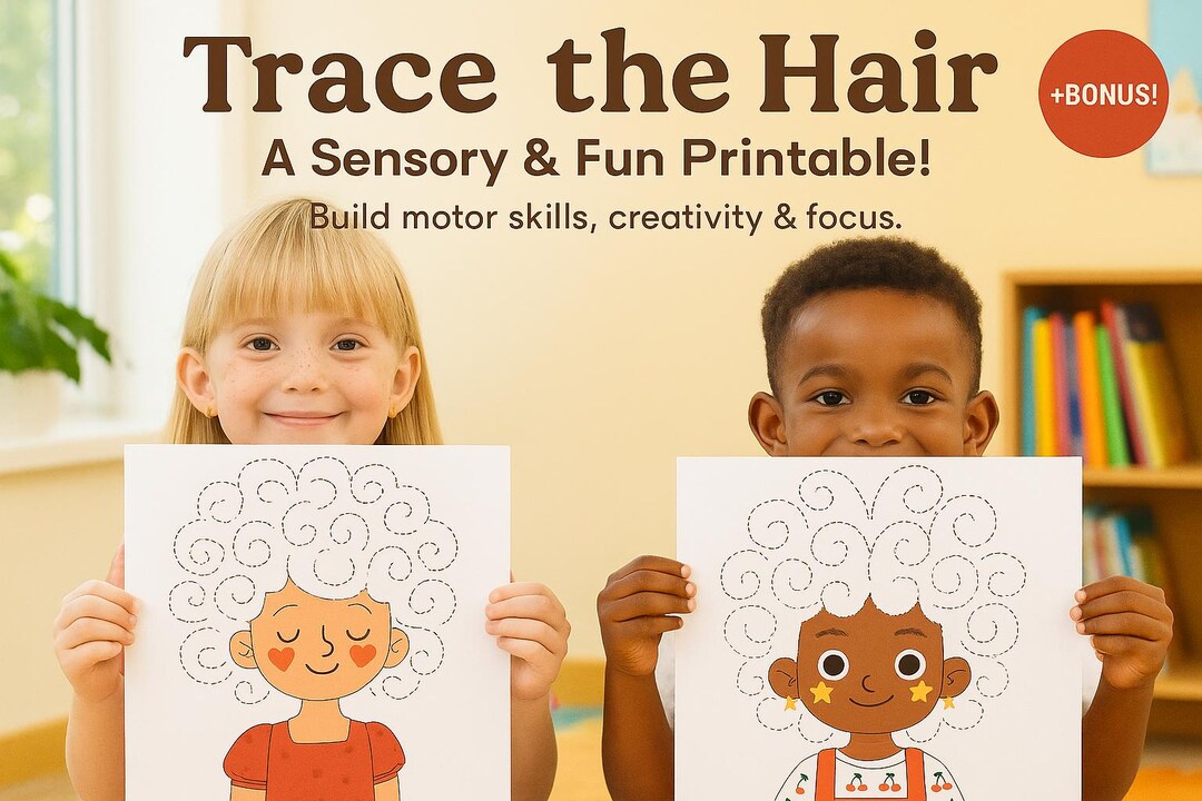 Trace the Hair – Fun & Sensory Printable Activity for Kids | Fine Motor ...