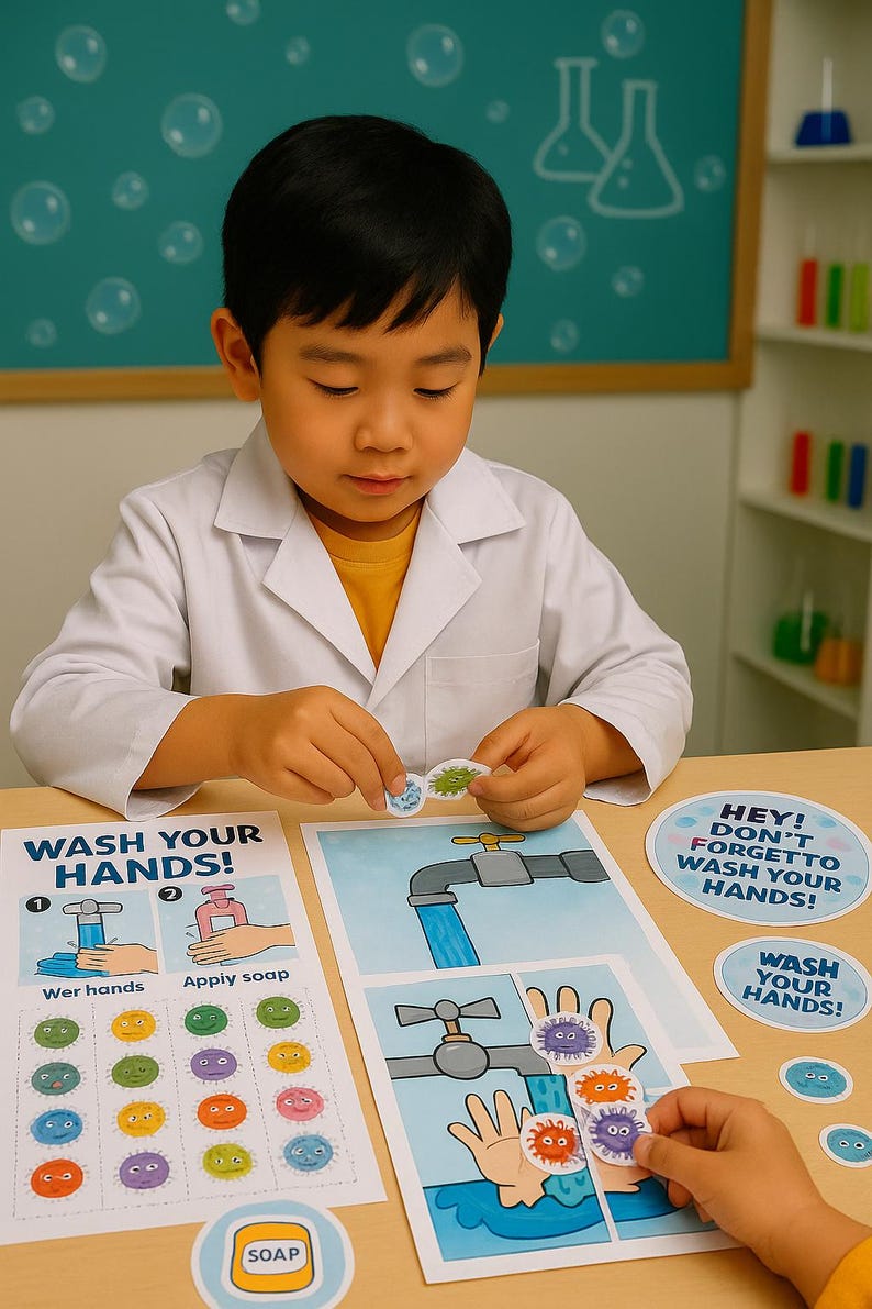 Wash Your Hands! Printable Hygiene Kit for Kids – 50+ Pieces, Germ Sort ...