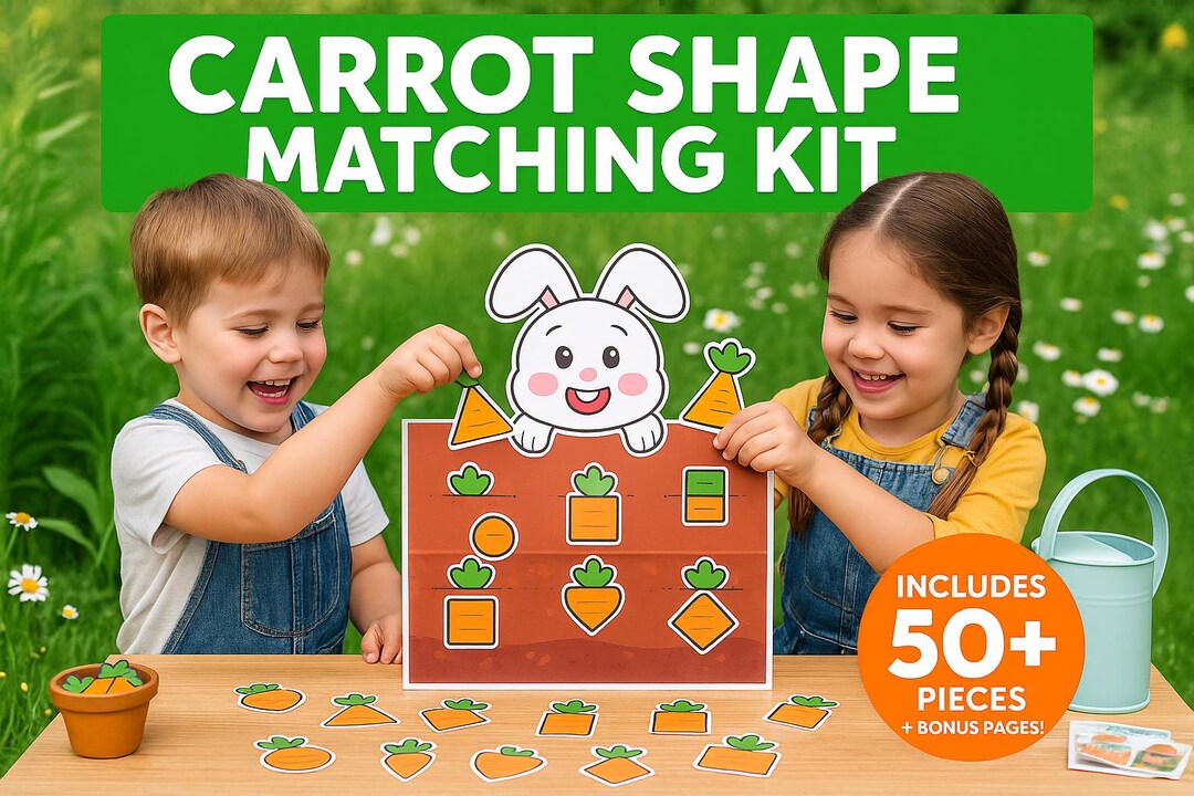 Geometric Carrot Patch Printable | Shape Matching Activity for ...