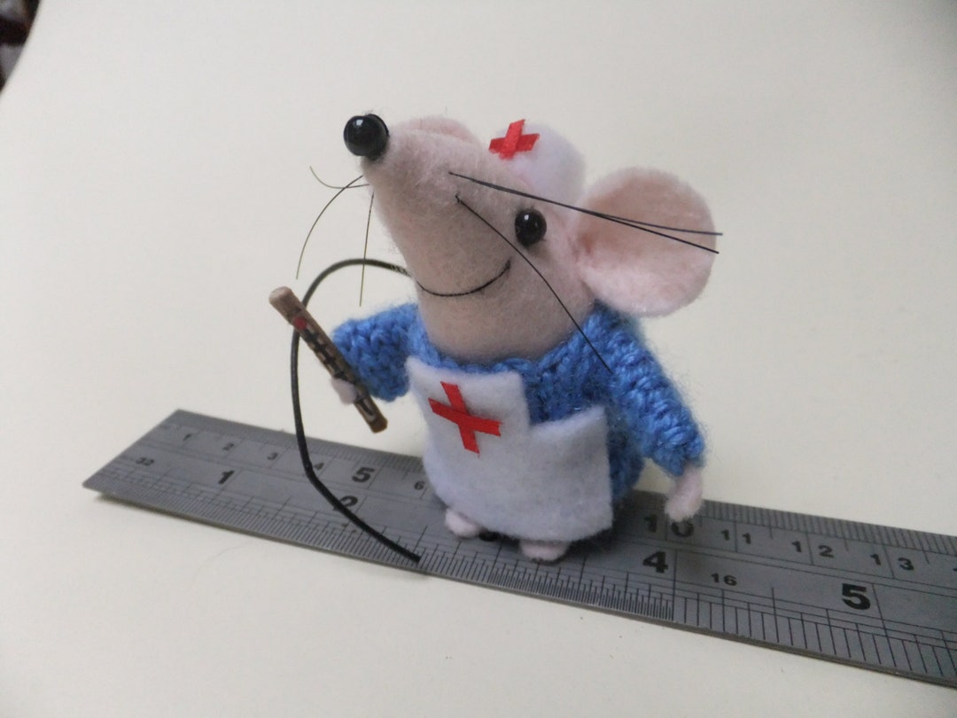 Nurse Mouse With Thermometer - Etsy