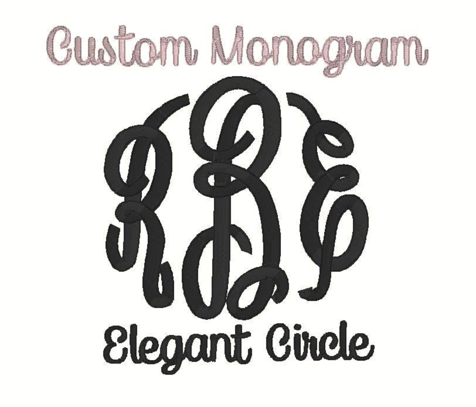 Custom Elegant Circle Monogram Embroidery Design, Custom 3 Letter ...