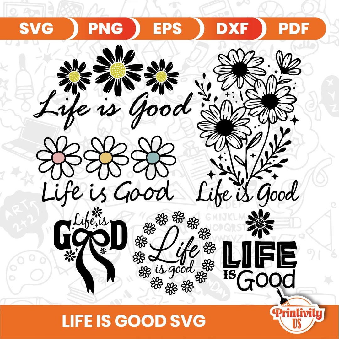Life is Good Svg, Preppy Daisy Design, Trendy Daisy Flower Svg, Summer ...