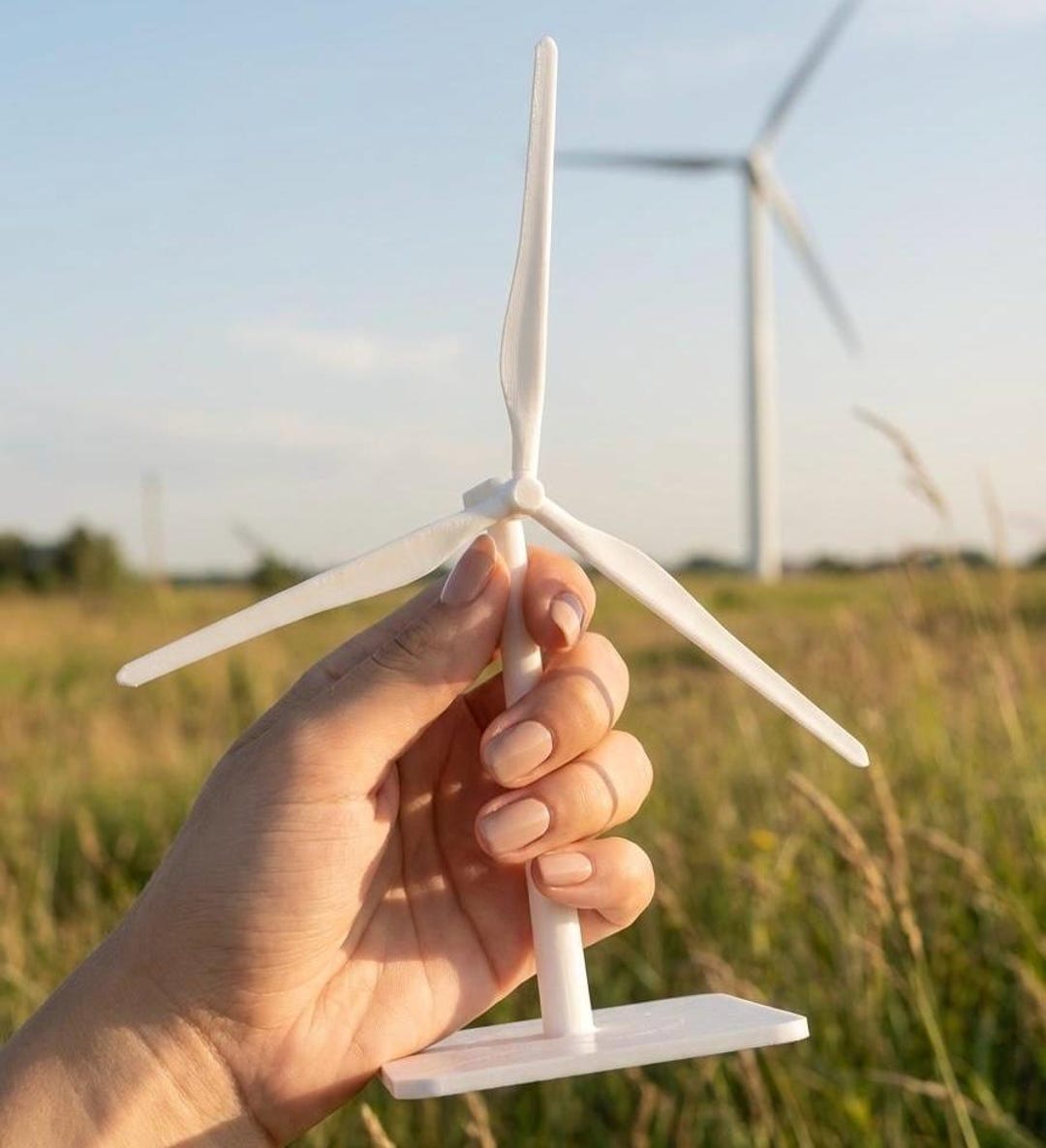 Wind Turbine Miniature Model | 3D Printed, Desk Decor 10 Inches Tall ...