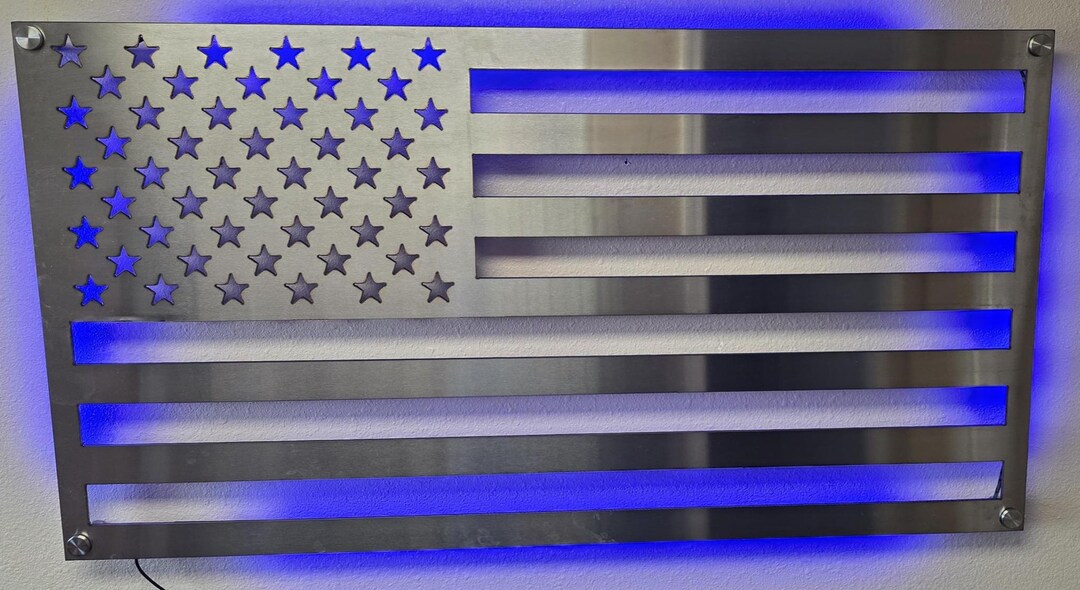 Brushed Stainless Lighted American Flag - Etsy