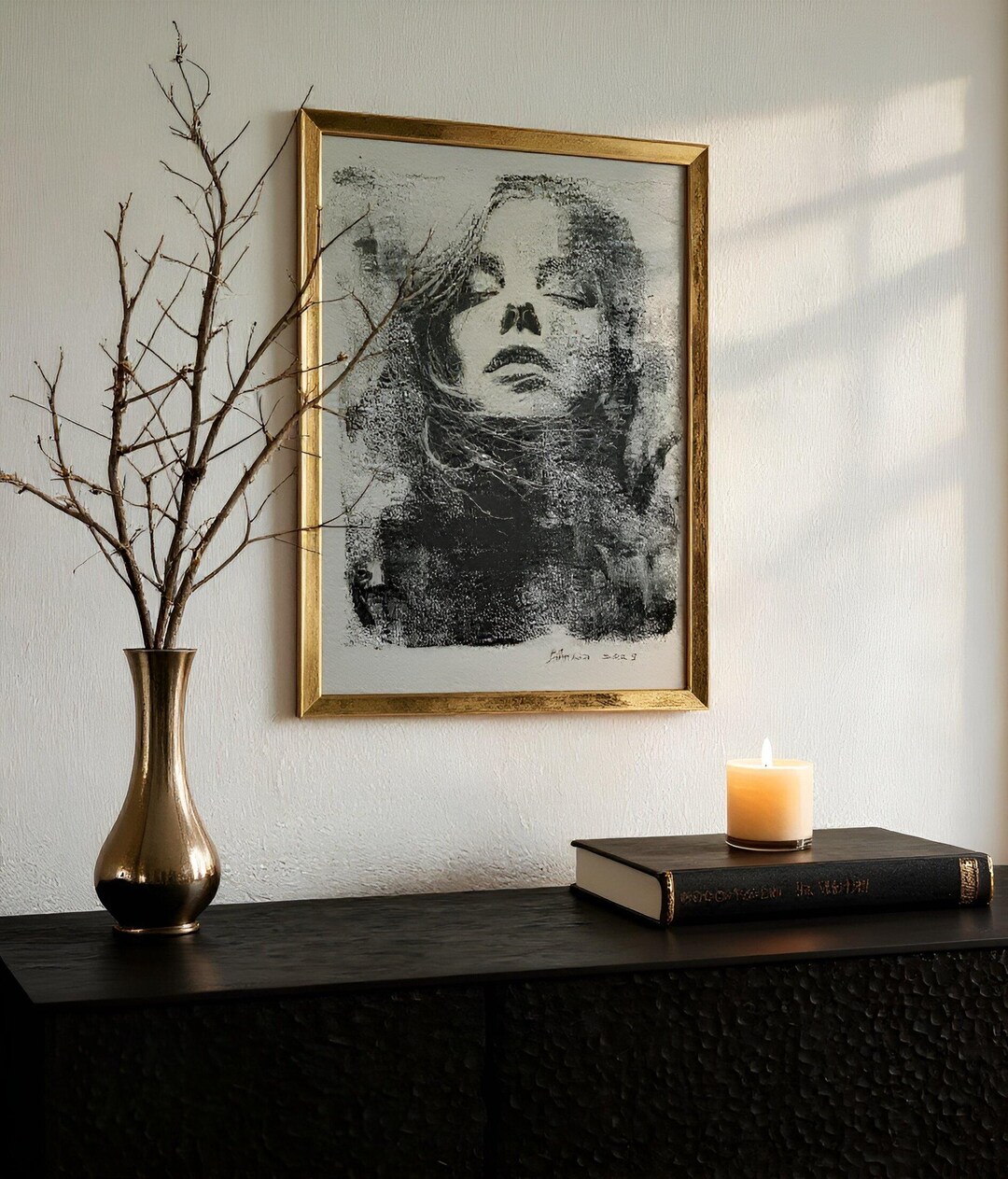 Monoprint Abstract Portrait Dark Art Goth Handmade - Etsy