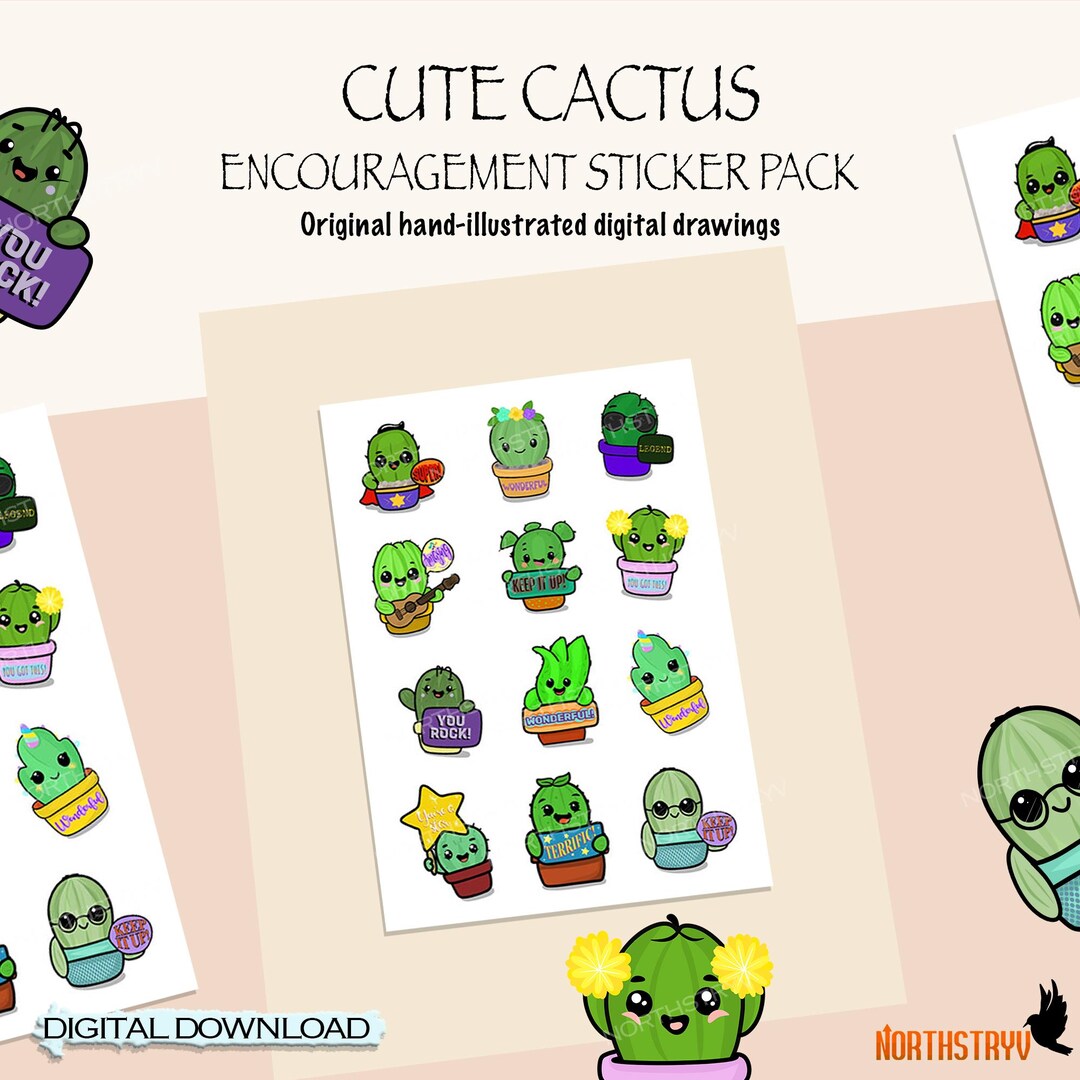 Printable Cactus Motivational Digital Clip Art | Kids Award ...