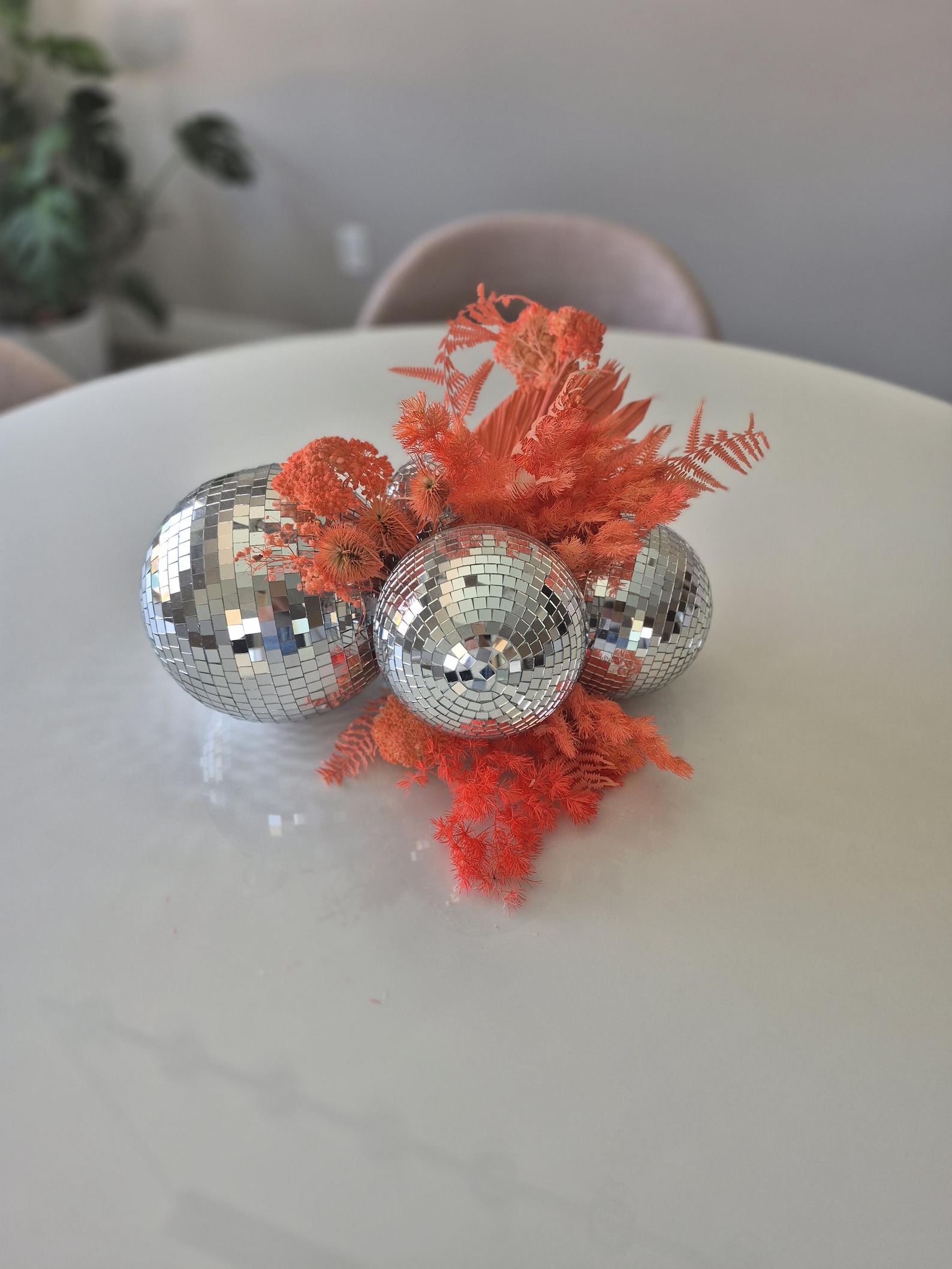 Disco Ball Centerpiece With Dried Floral | Personalize With Your Own Floral - Etsy