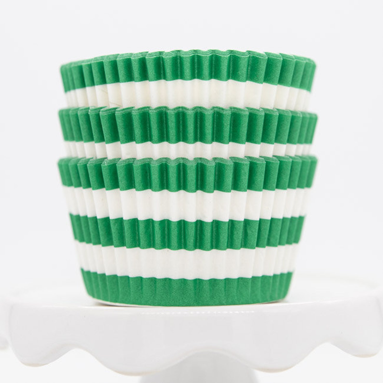 Stripe Green Cupcake Liners | Green Rugby Stripe Greaseproof Baking ...