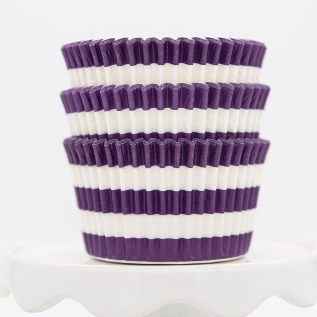 Stripe Purple Cupcake Liners | Purple Rugby Stripe Greaseproof Baking ...