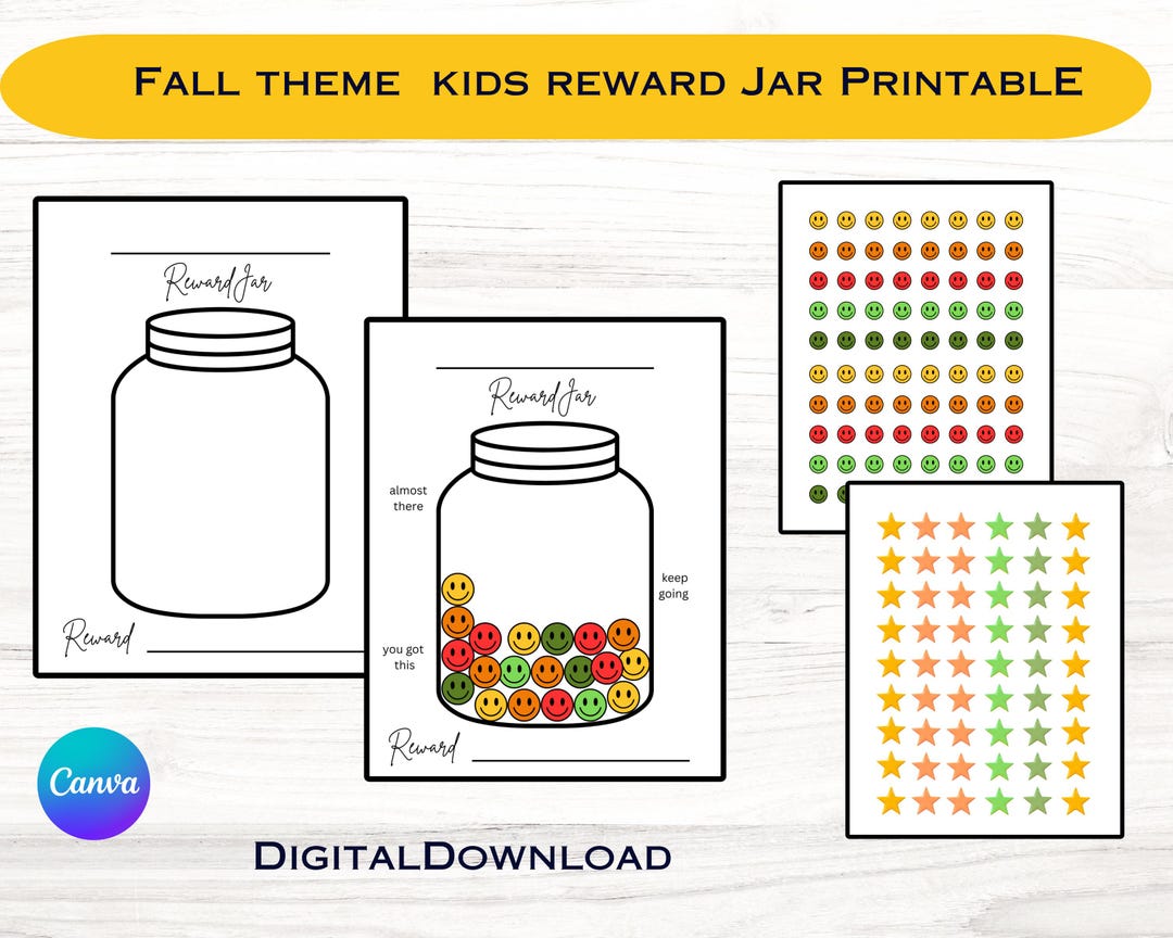 Fall Reward Jar Printable: Kids Behavior Tracker With Stickers - Etsy