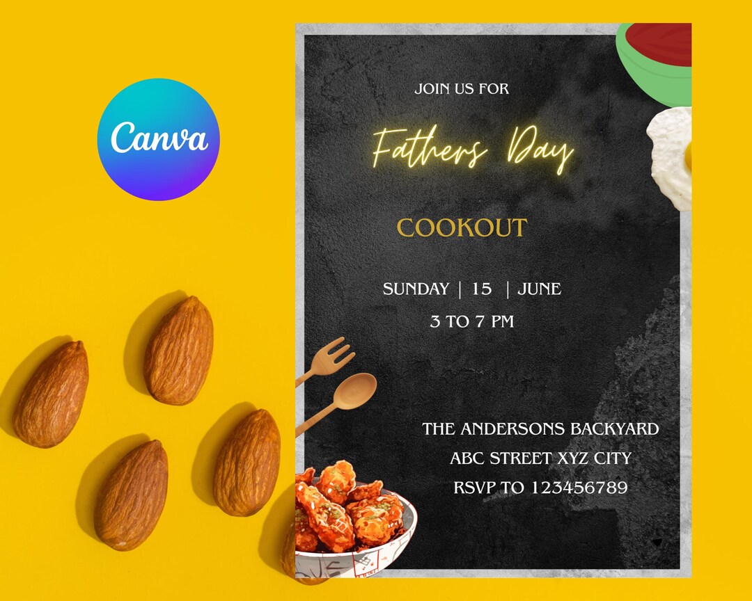 Fathers Day Cookout Editable Invitation Fathers Day Dinner Invite ...