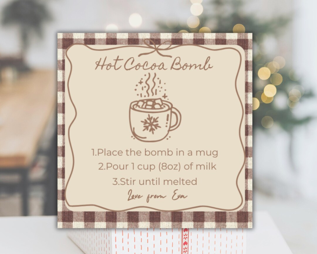 Editable Hot Cocoa Bomb Christmas Gift Tag, Canva Template (digital ...