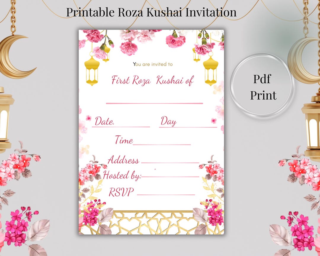 First Roza Kushai Invitation, Ramadan Floral Party (digital Download ...