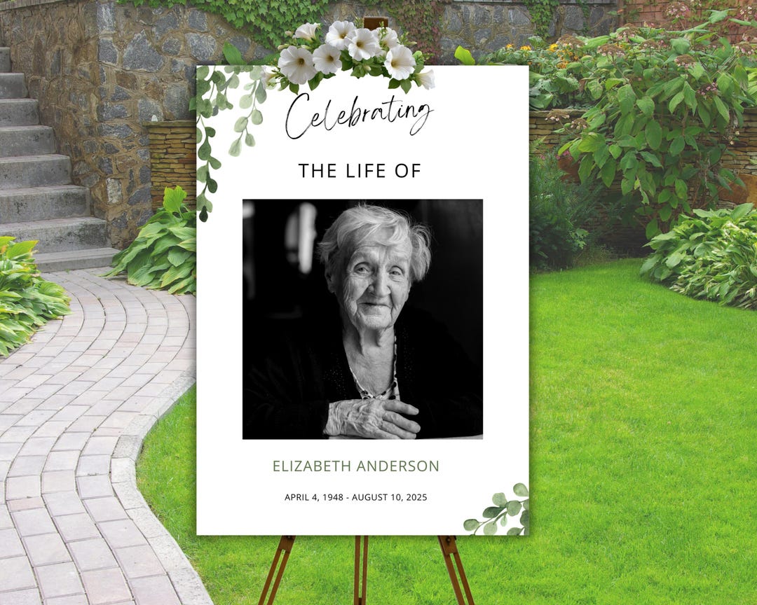 Funeral Welcome Sign Template, Editable Celebration of Life Poster ...