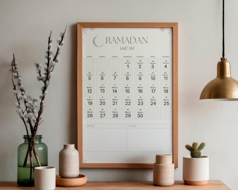 Ramadan Calendar 2026 A4 Size Pdf Print, Printable Ramdan 1447 AH ...
