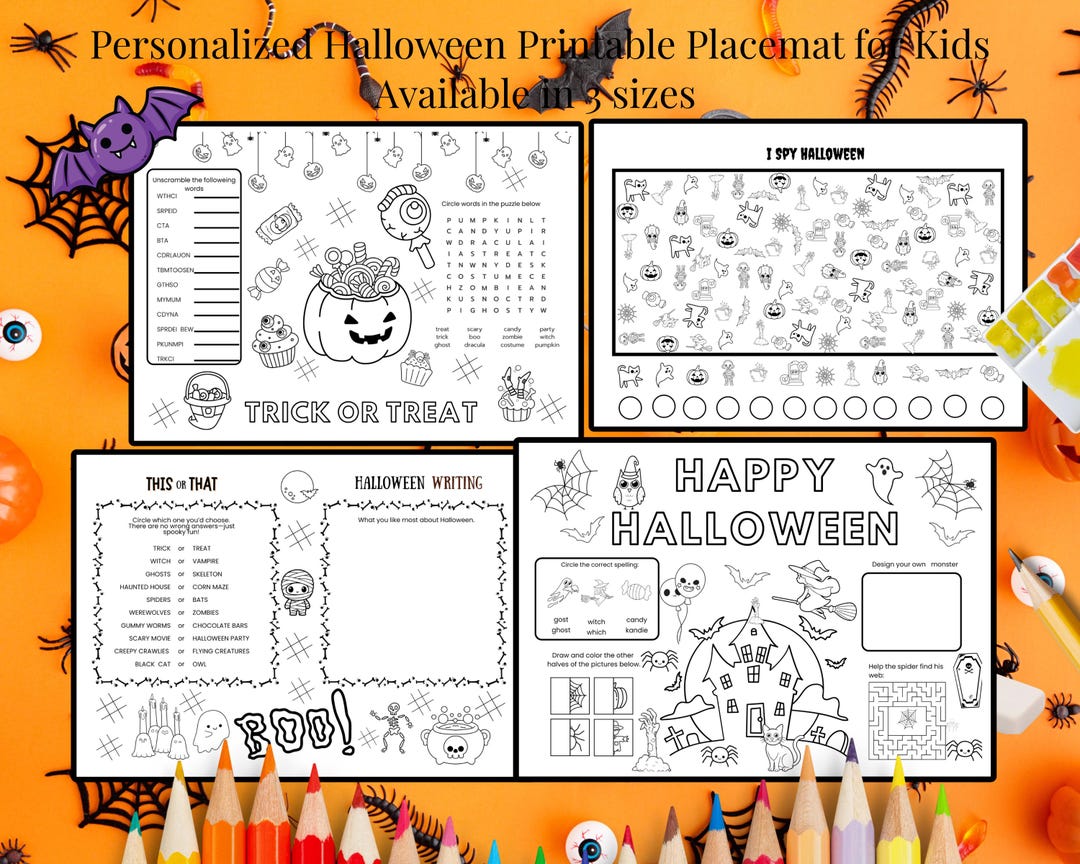Printable Halloween Activity Placemat for Kids (PDF) - Etsy