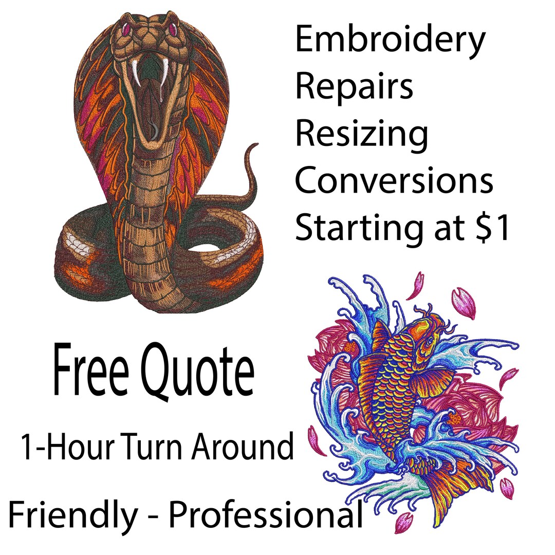 Embroidery File Repair Resizing Services - Digital, Conversions, Clean ...