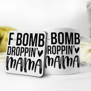 F Bomb Mom Coffee Mug & Coaster Set - Funny Mama Gift - Etsy UK