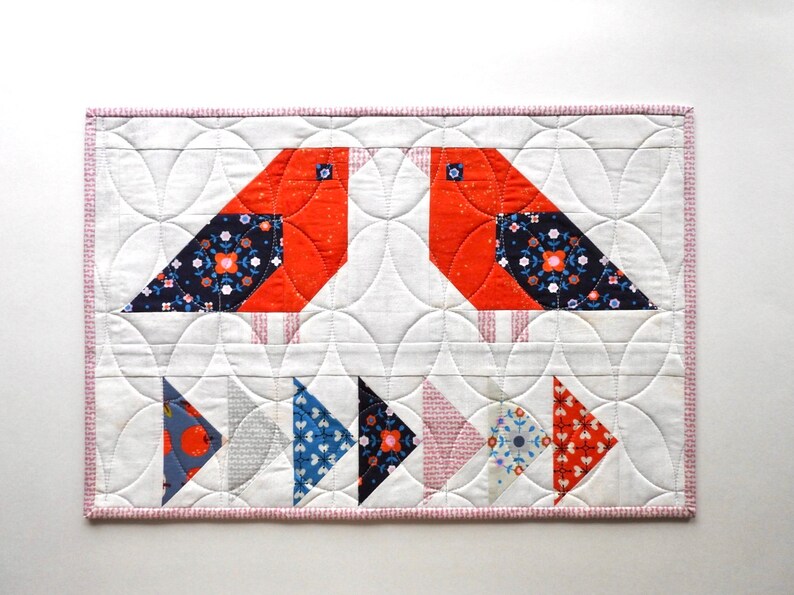 Quilted Placemat Pattern Spring Chirping, Bird, Patchwork, PDF Pattern, Quilt Pattern, Tutorial ...