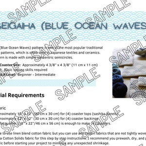 Sashiko Coaster Tutorial: Seigaiha Blue Ocean Waves (PDF Pattern) - Etsy
