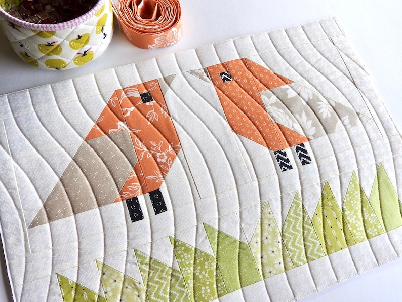 Quilted Placemat Pattern Spring Chirping, Bird, Patchwork, PDF Pattern, Quilt Pattern, Tutorial ...