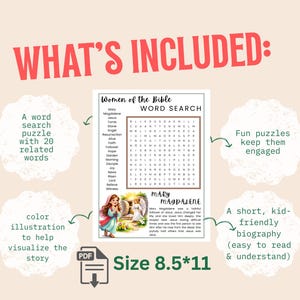 10 Women of the Bible Word Search Activity Pack for Kids - Etsy