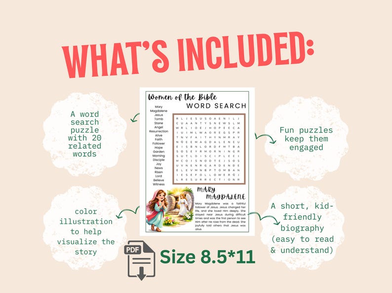 10 Women of the Bible Word Search Activity Pack for Kids - Etsy